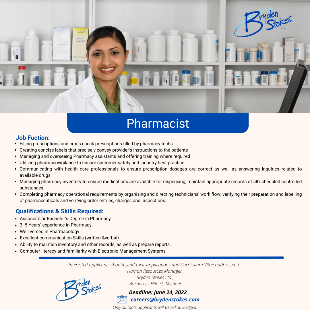 Pharmacist - Bryden Stokes Limited